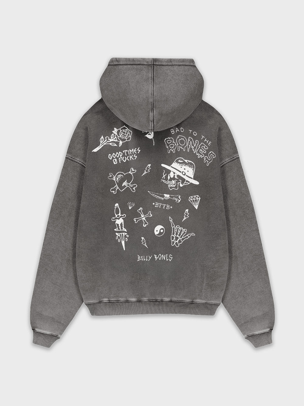 Flash Hoodie 2.0 - Washed Black | Billy Bones Club