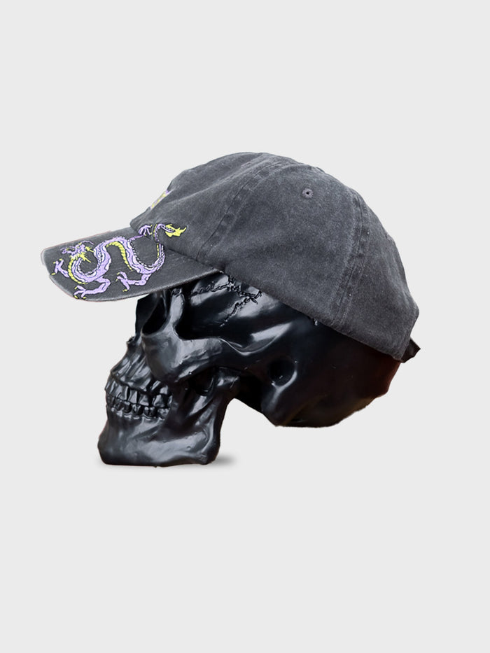 Dragon Tail Dad Cap - Washed Black | Billy Bones Club